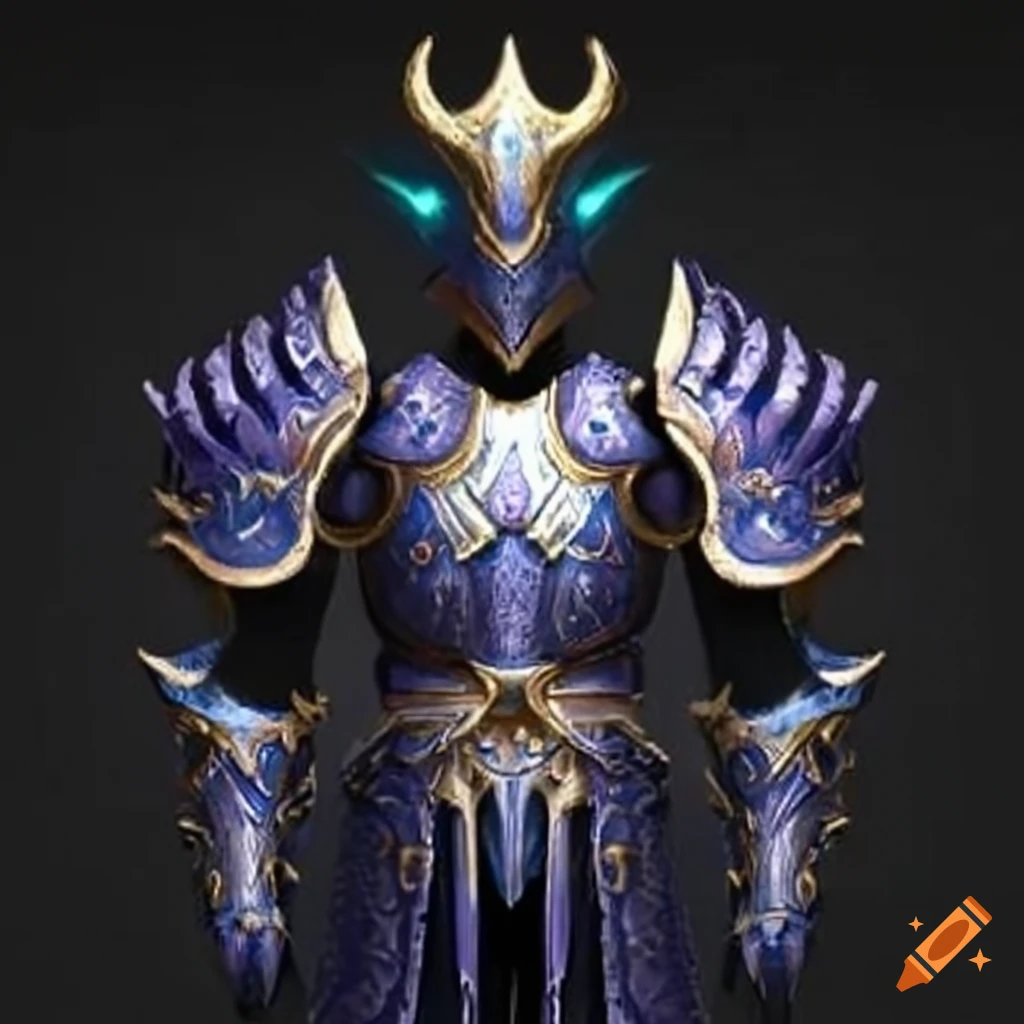Front view of exalted magic armor on Craiyon