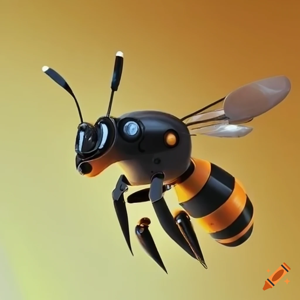 Robotic bee landing on Craiyon