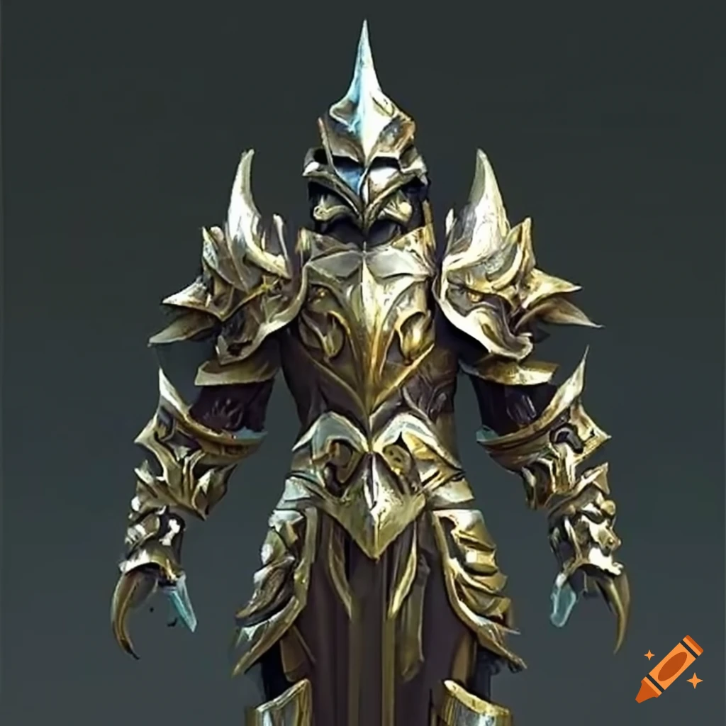 Exalted magic armor front view on Craiyon