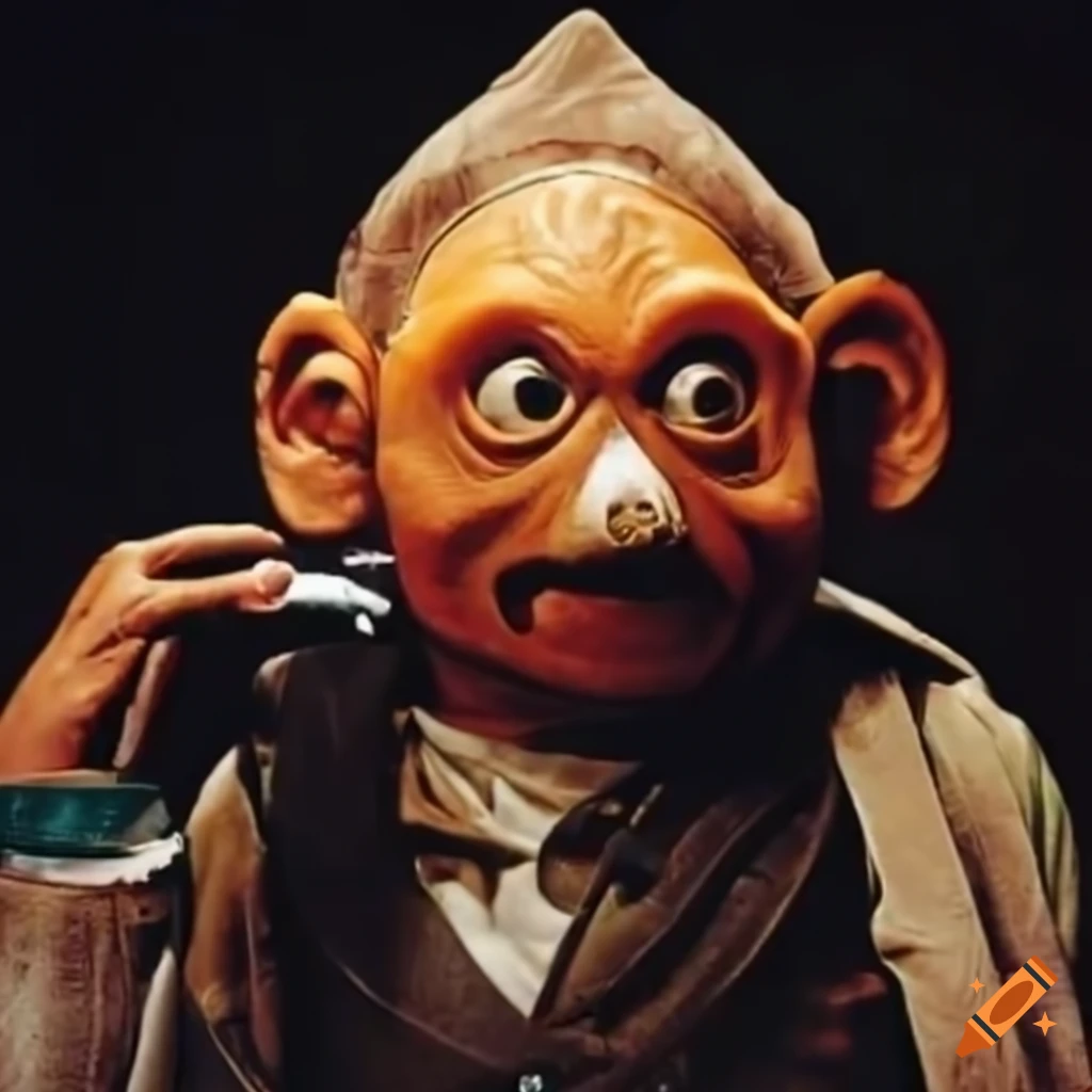 Nien nunb as a standup comedian in a comedy act on Craiyon