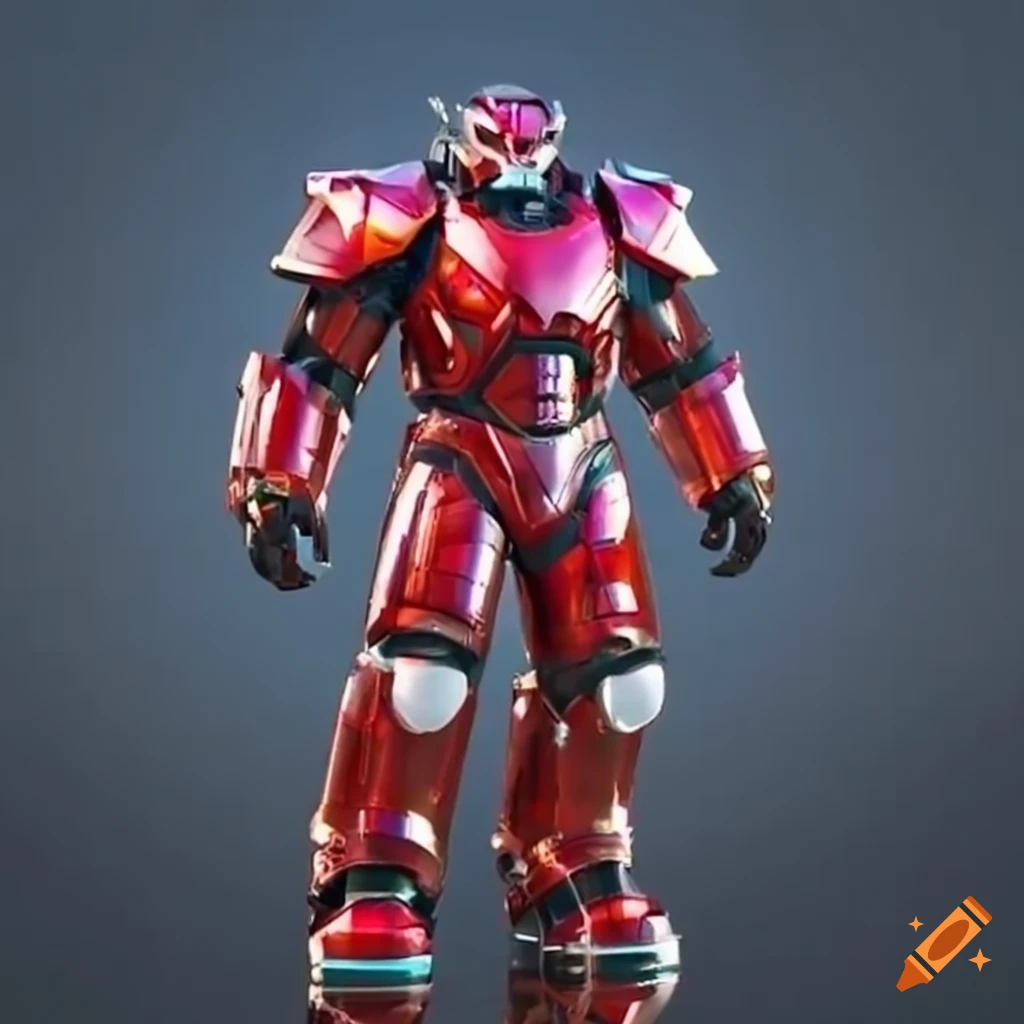 Red crystal power armor with jet pack turbines on Craiyon