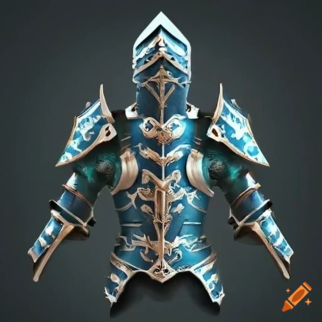 Front view of adorned magic armor on Craiyon