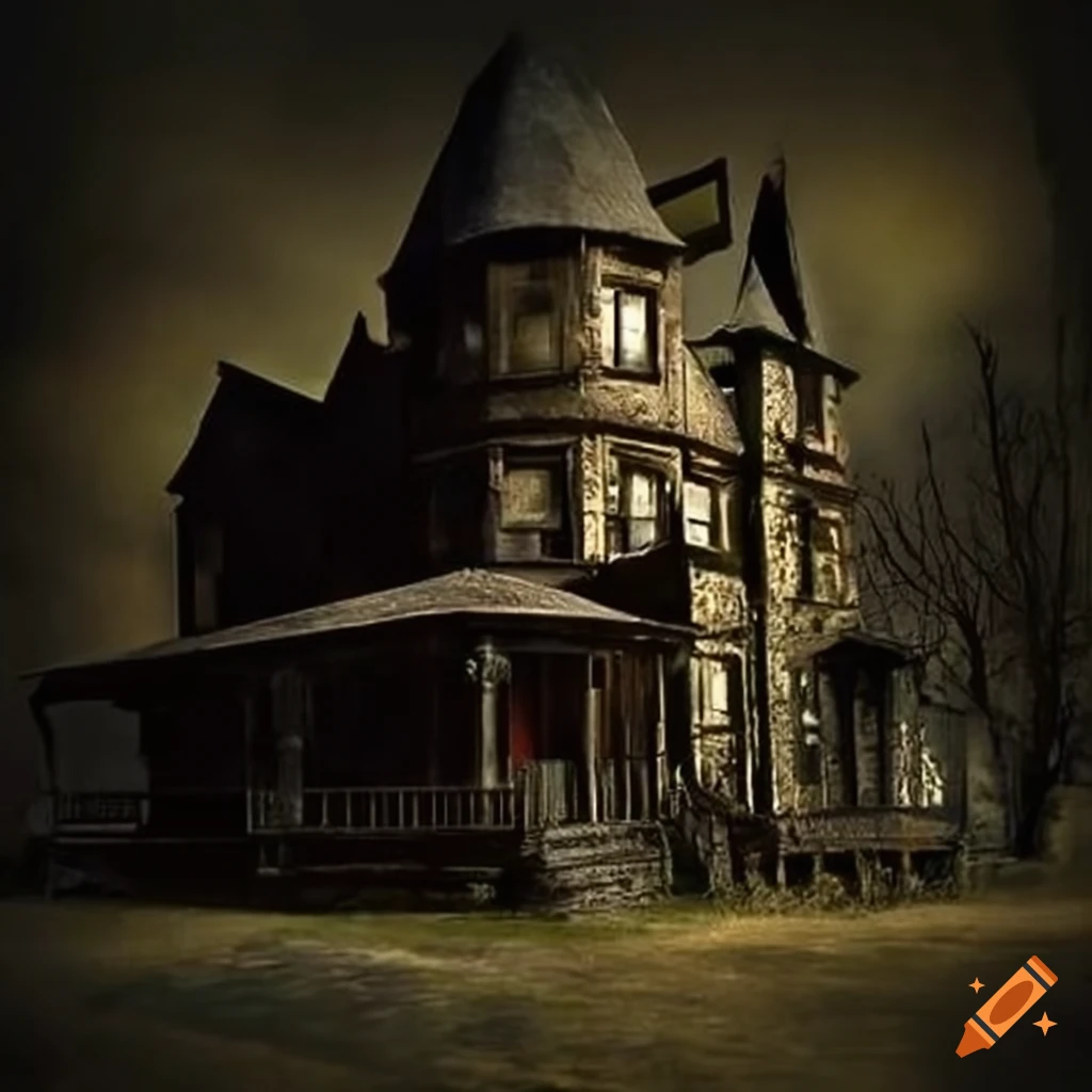 Spooky old mysterious haunted house on Craiyon