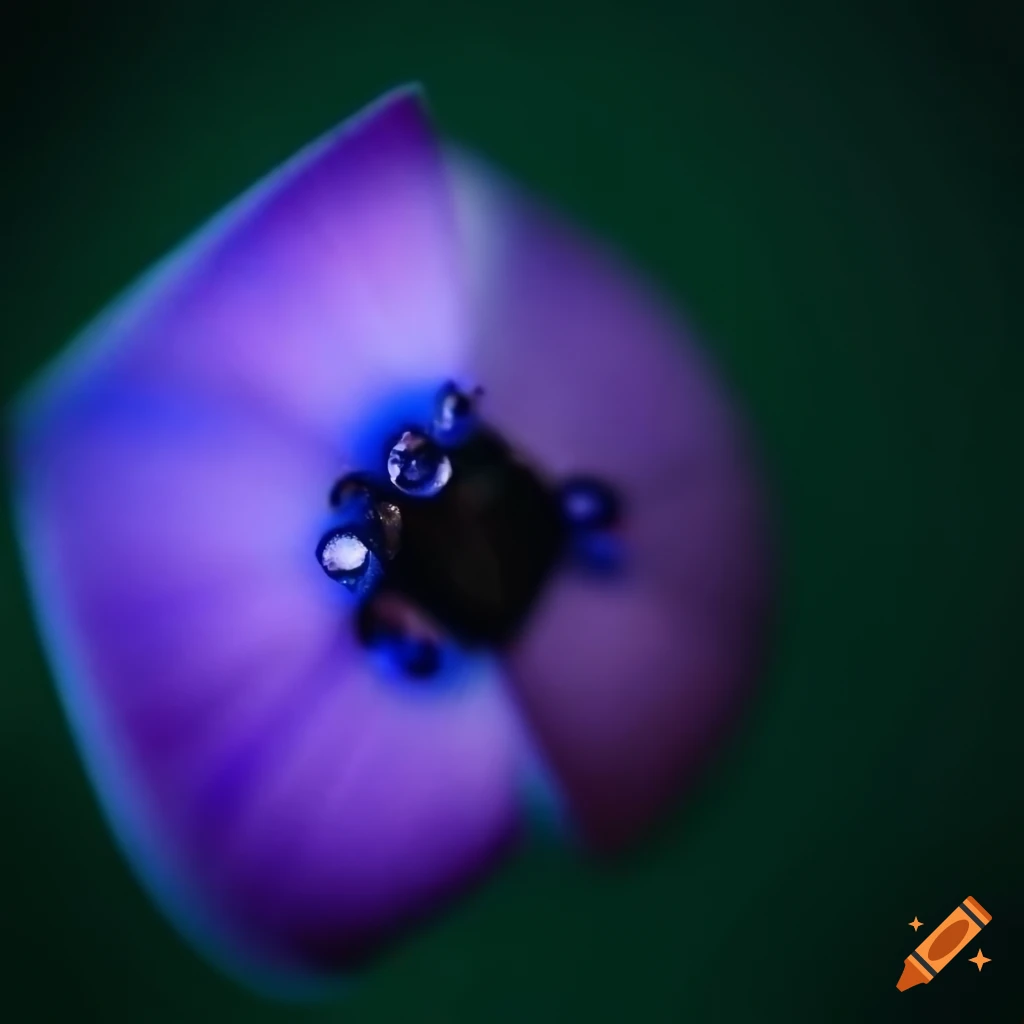 Flower resembling a waterdrop with black dots in blue and pink colors ...