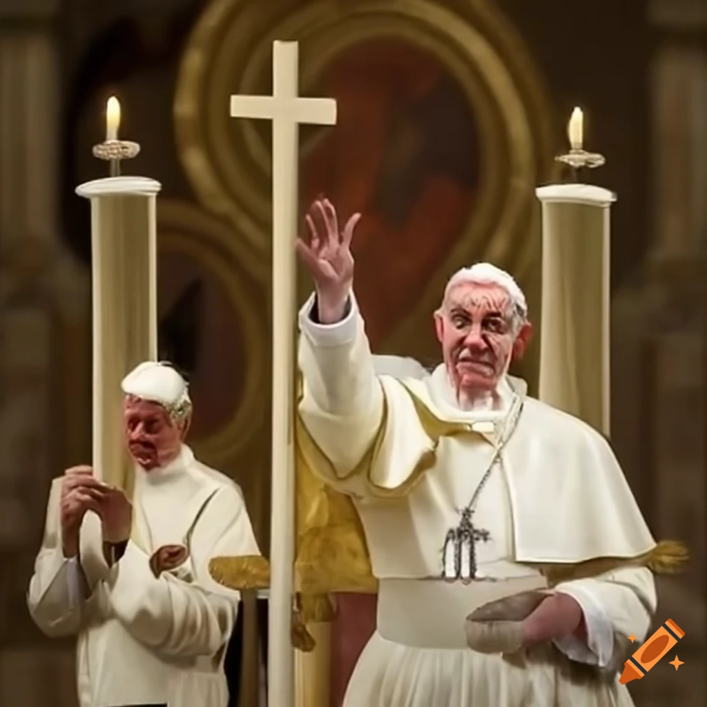 Pope francis dancing in chainmail on Craiyon