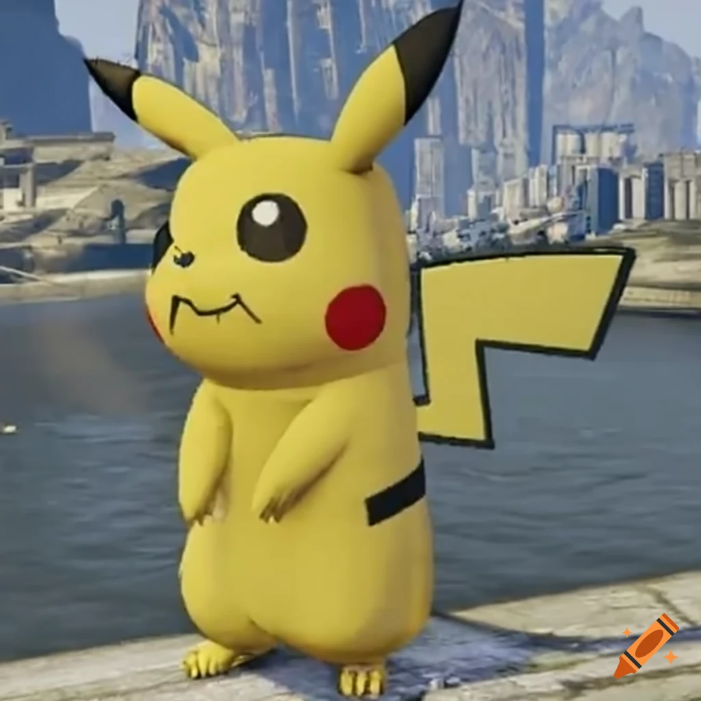 Pikachu in gta v style with hyper details on Craiyon