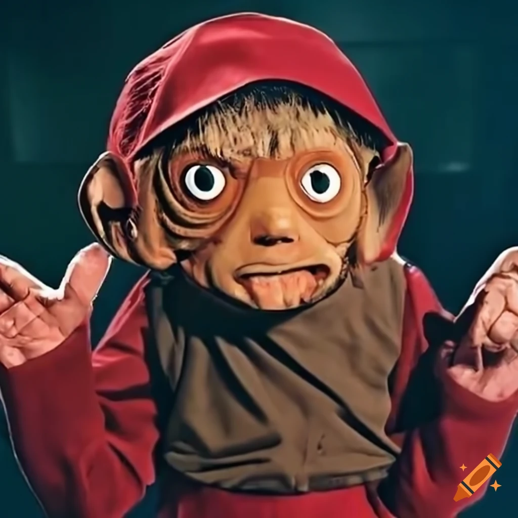 Nien nunb as a standup comedian in a comedy act on Craiyon