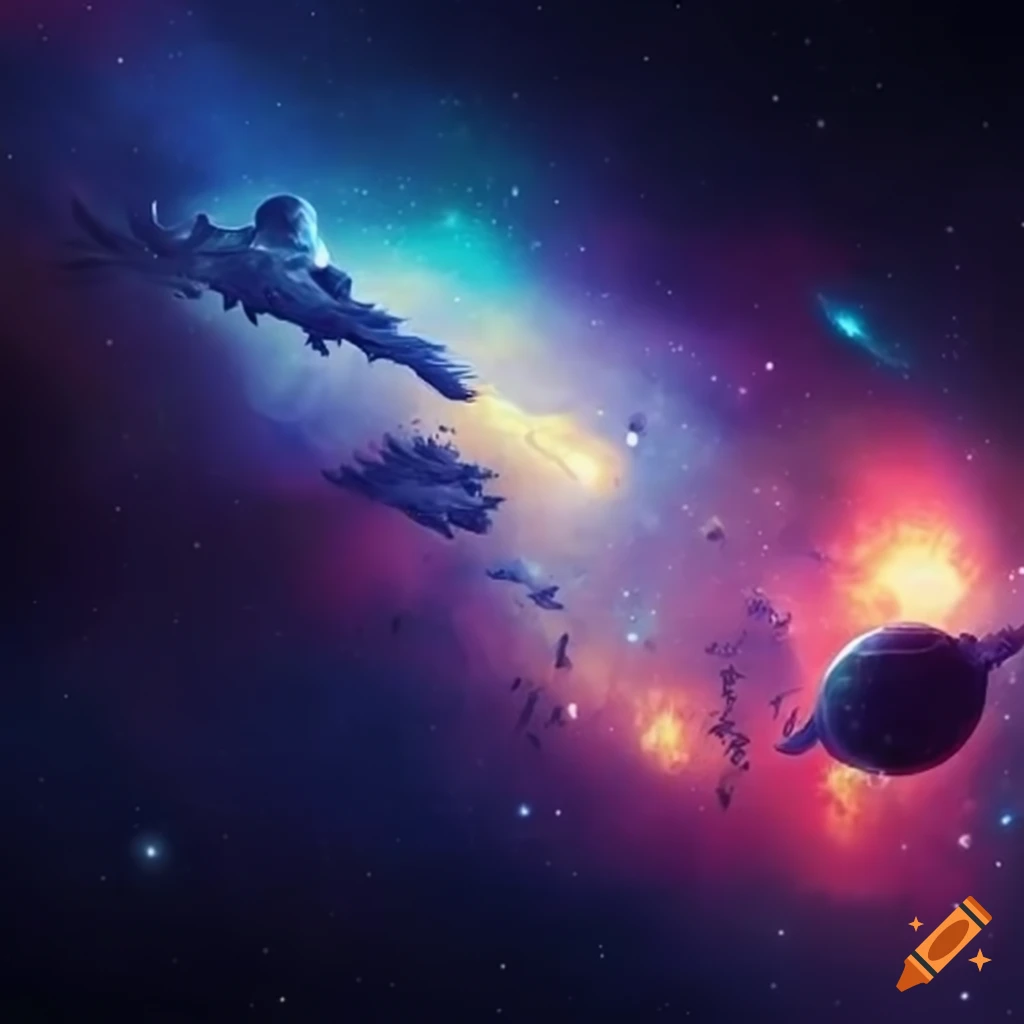 Mystical space battle on Craiyon