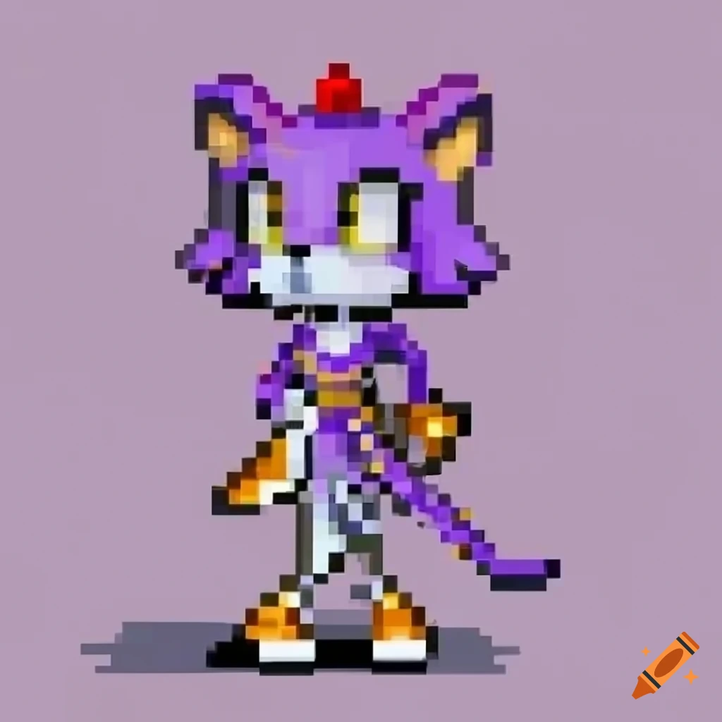 Blaze the cat pixel art 2d sprite on Craiyon