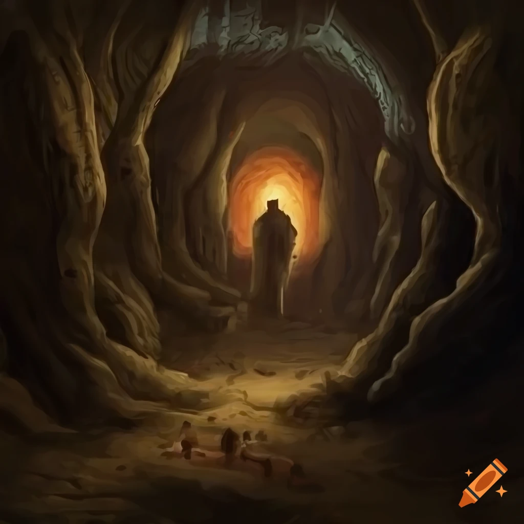 Inside moolok's cursed cave tunnel in a visionary fantasy setting on ...