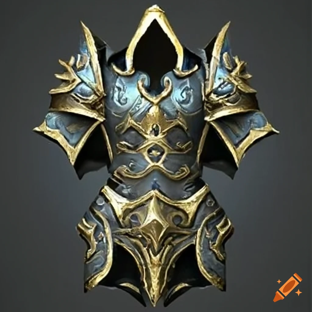Front view of exalted magic armor on Craiyon