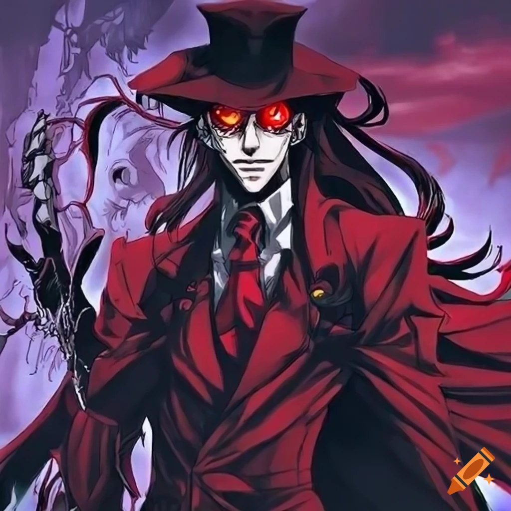 Gothic character alucard from hellsing with a mysterious and powerful aura on Craiyon