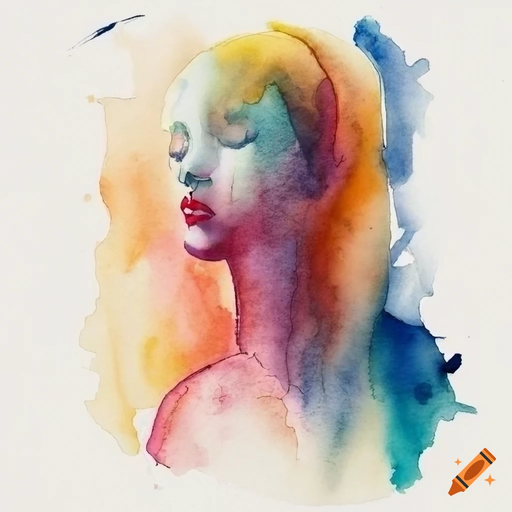 Abstract figure in watercolor style on Craiyon