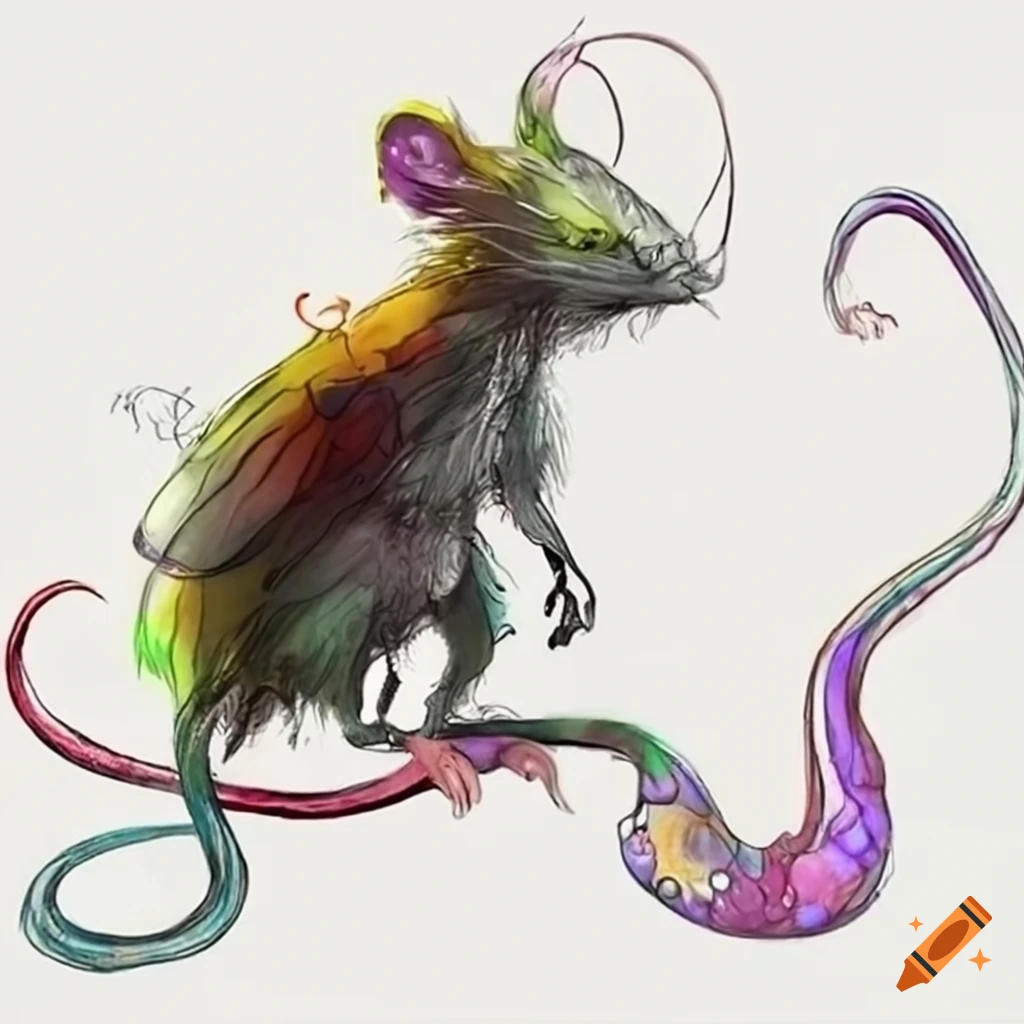 Mythical mouse with beetle wings and decorations on Craiyon