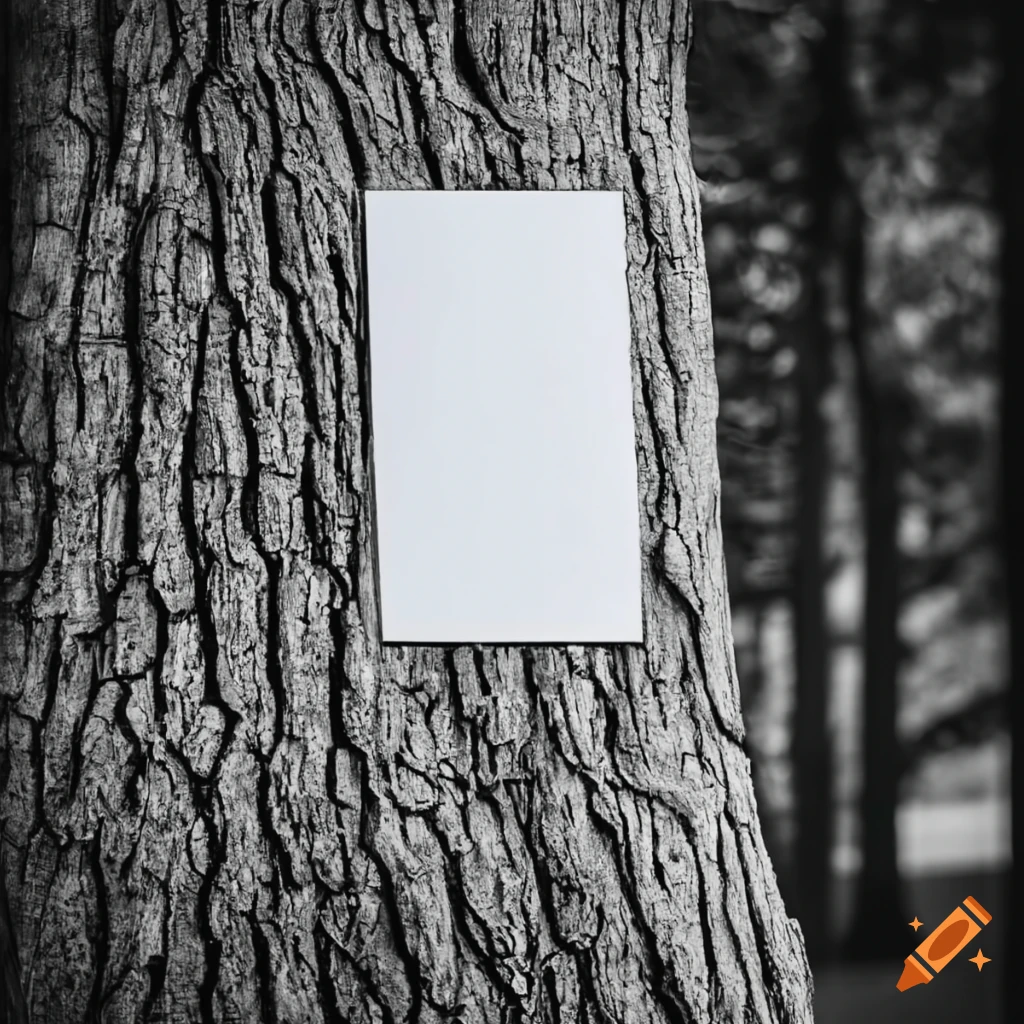 Tree with a white poster attached to its trunk on Craiyon