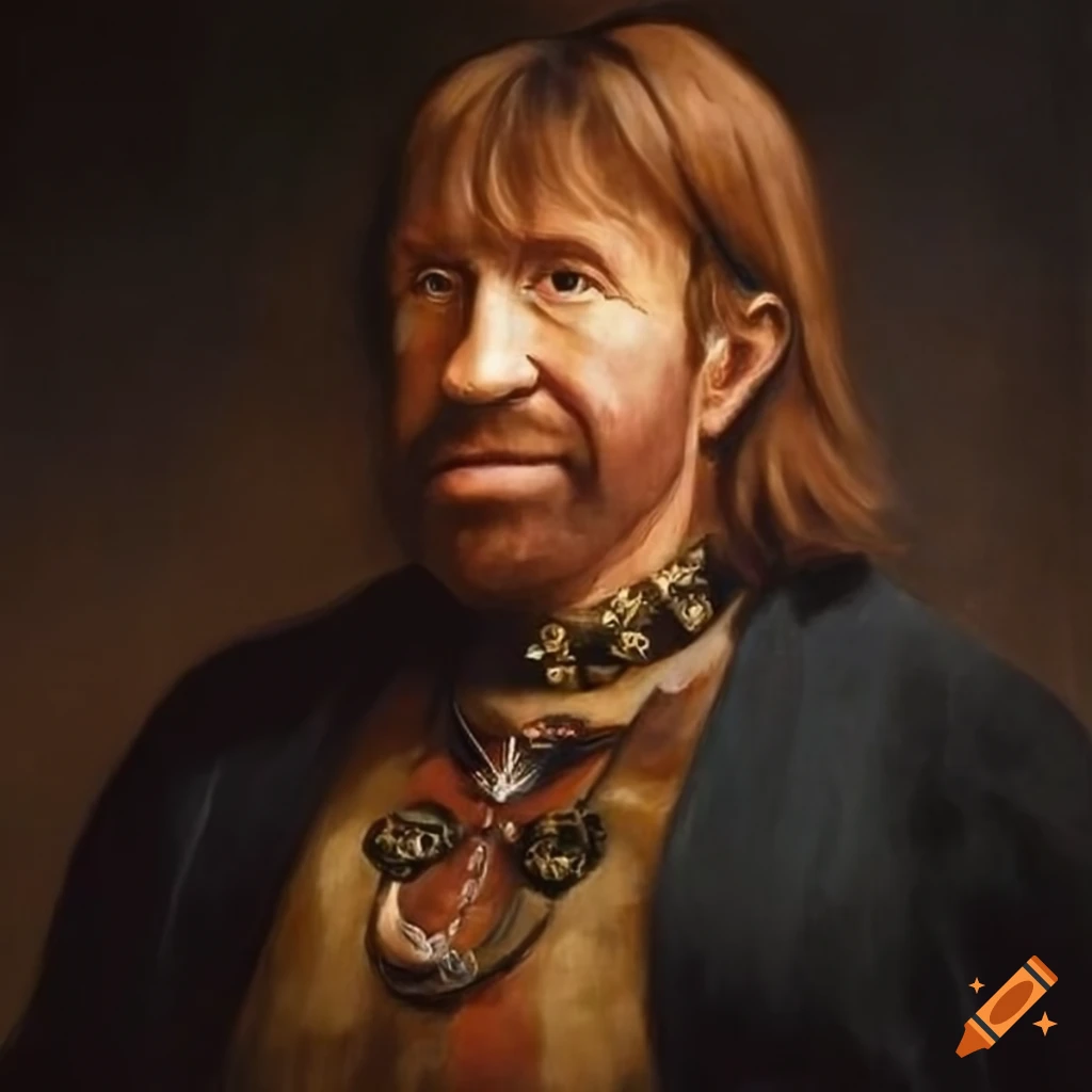 Chuck Norris portrayed in a renaissance style painting on Craiyon