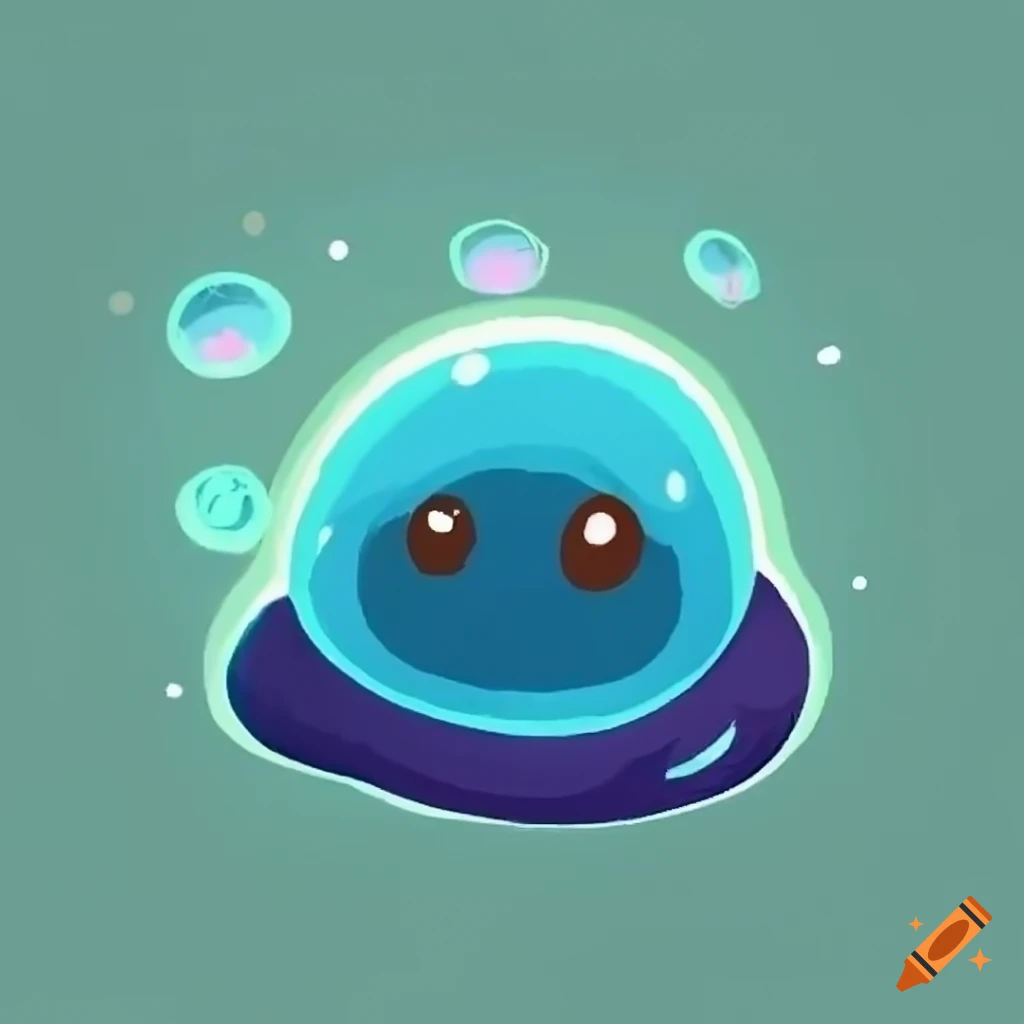 Slime rancher water blue slime surrounded by floating echoes on Craiyon
