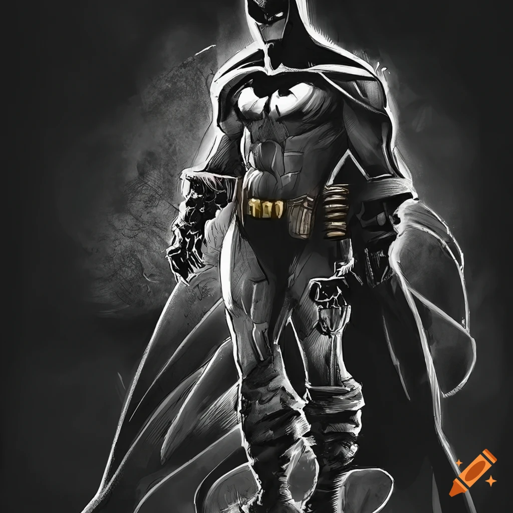 Happy batman in ink art style on Craiyon