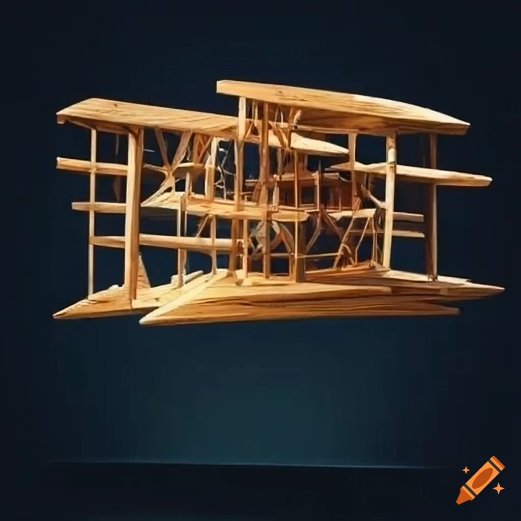 Timber building inspired by the wright brothers plane on Craiyon