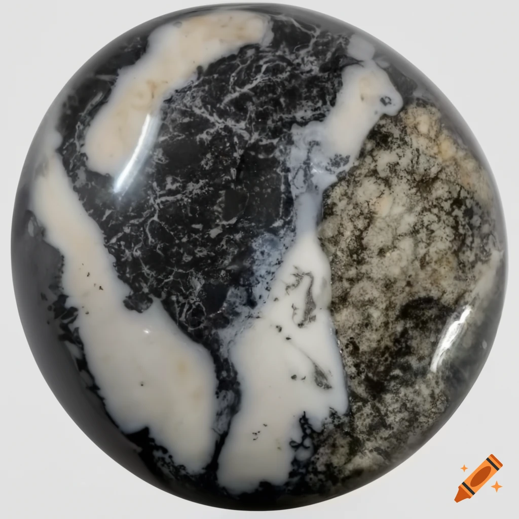 Black, gray, and white jasper gem on white background on Craiyon