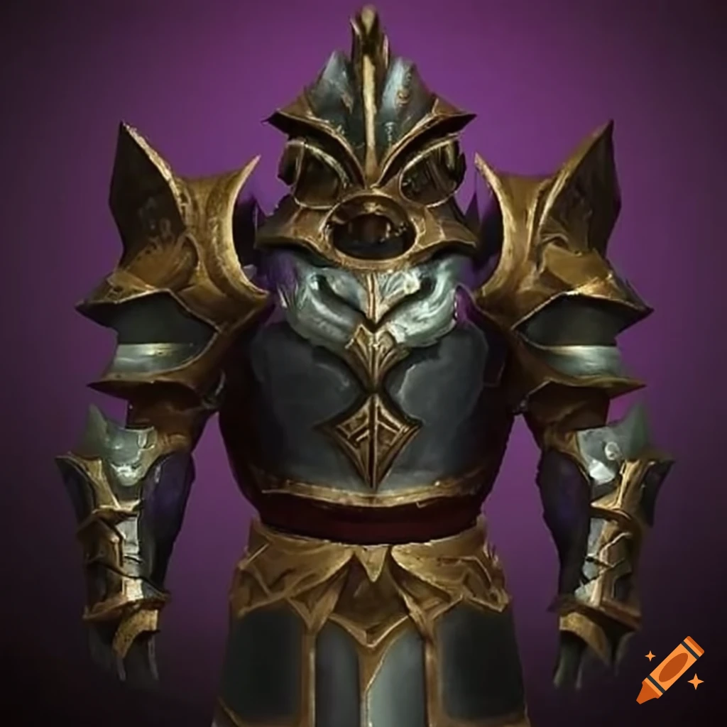 Front view of exalted magic armor on Craiyon