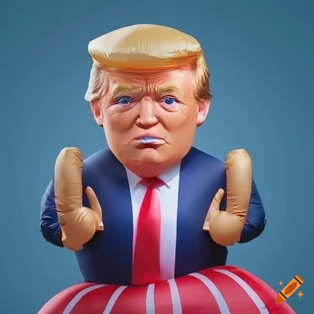 Inflatable character resembling a famous political figure on Craiyon