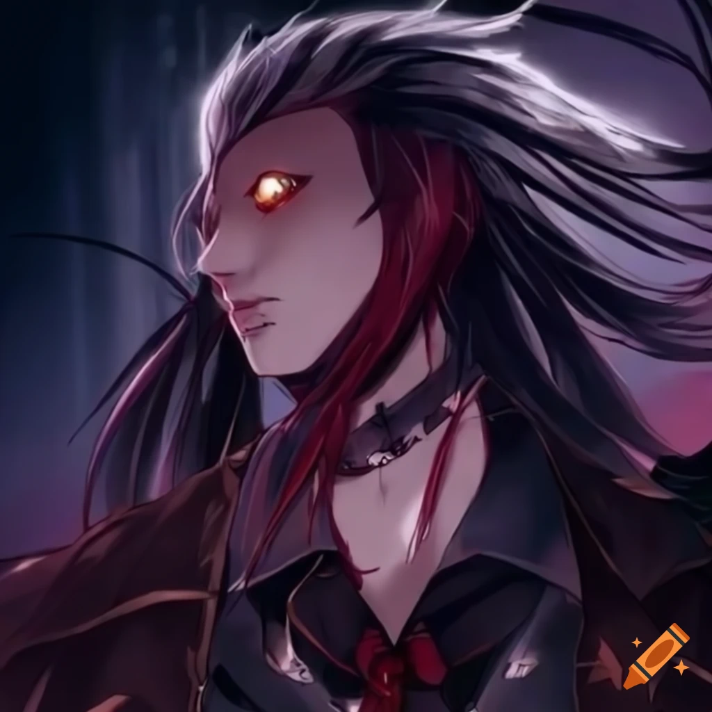 Anime character with strong appearance, braided and short black hair ...