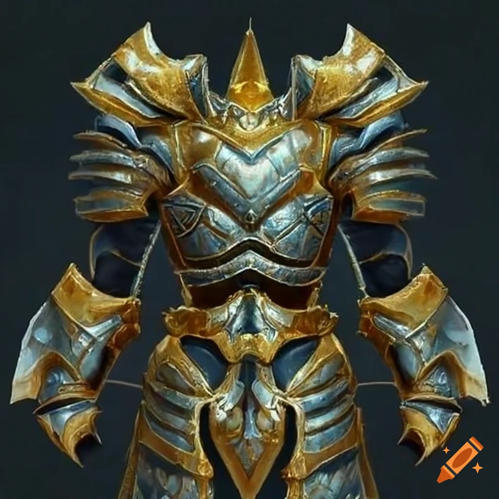 Front view of exalted magic armor on Craiyon
