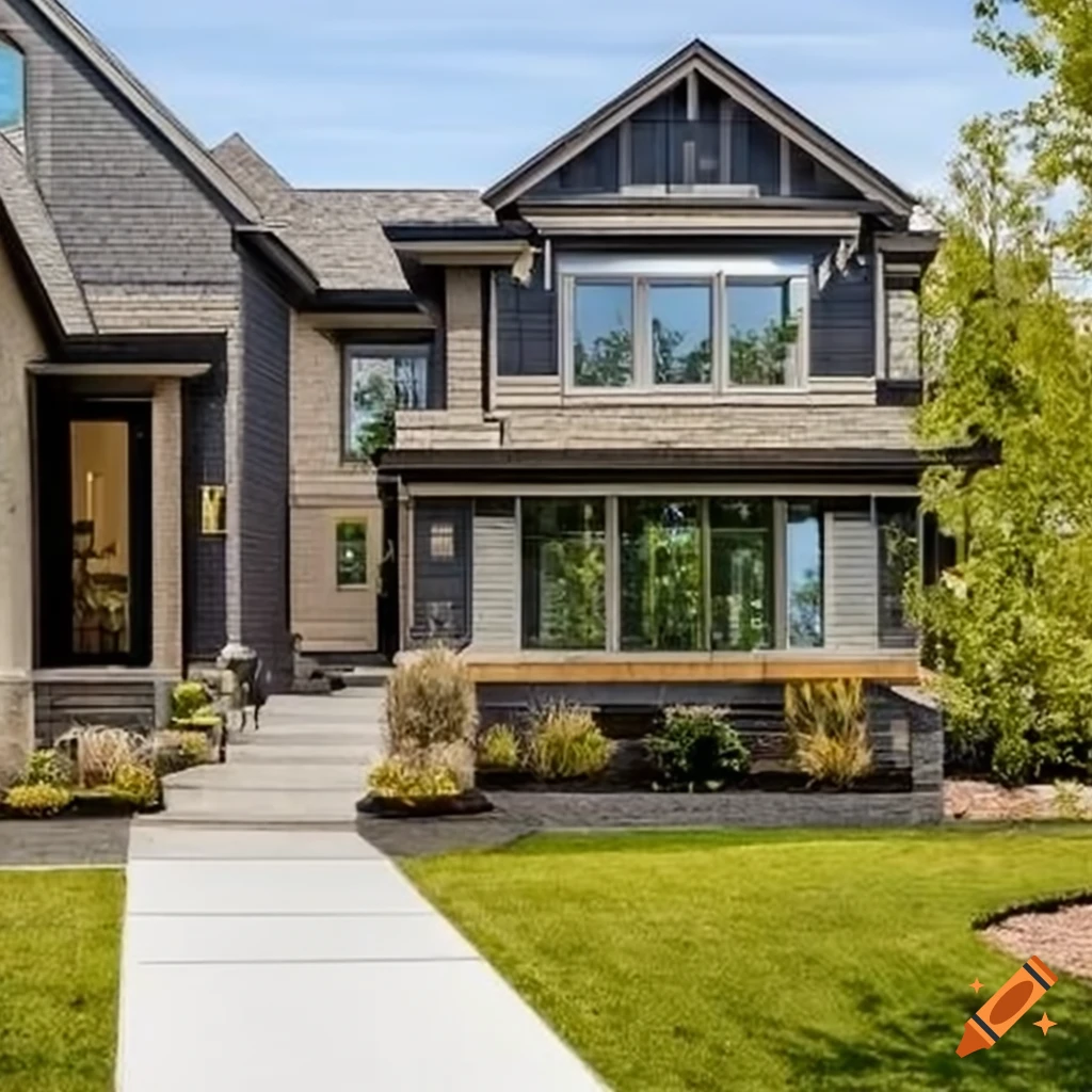 North American modern luxury new home construction exterior on Craiyon