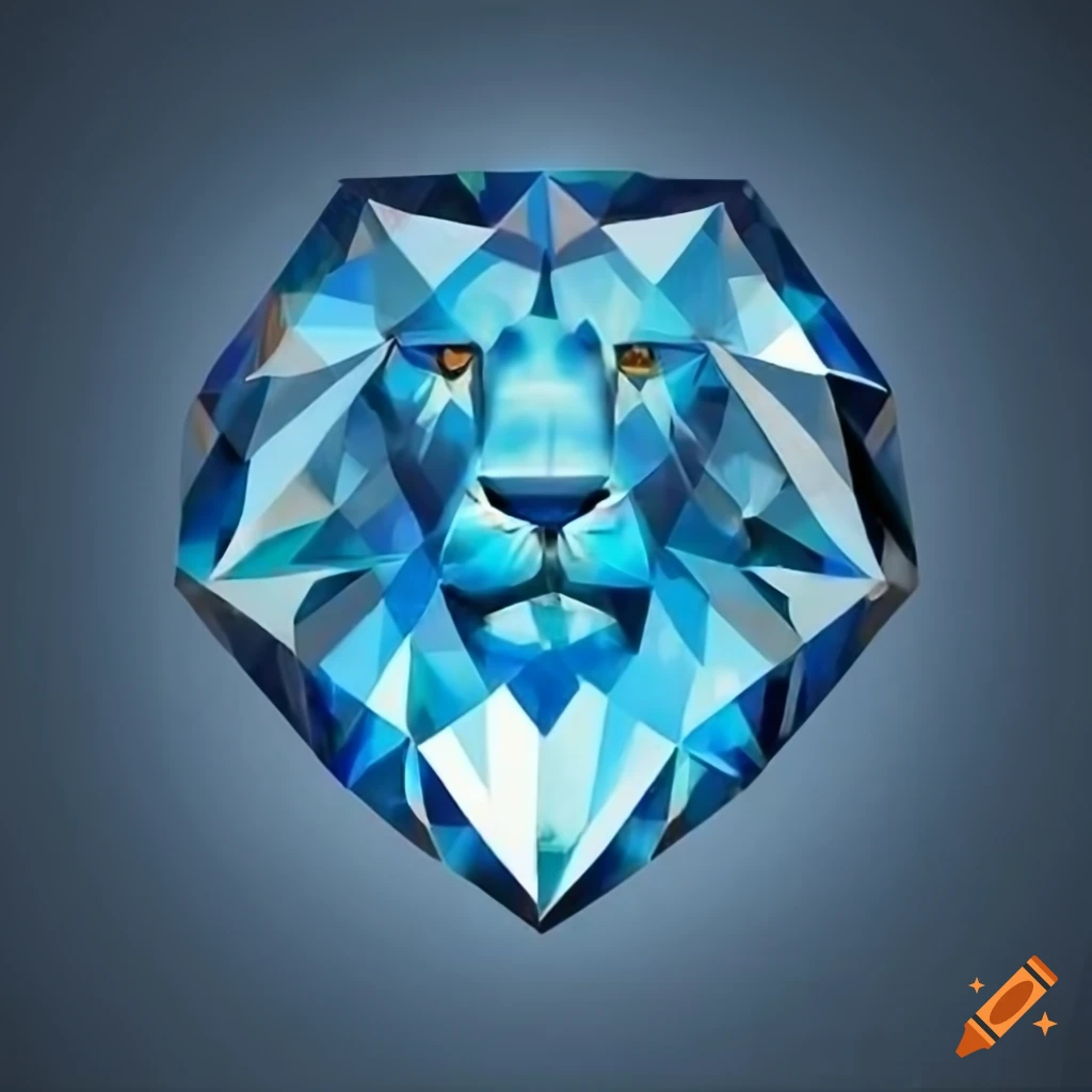 Blue diamond shape with a lion motif on Craiyon