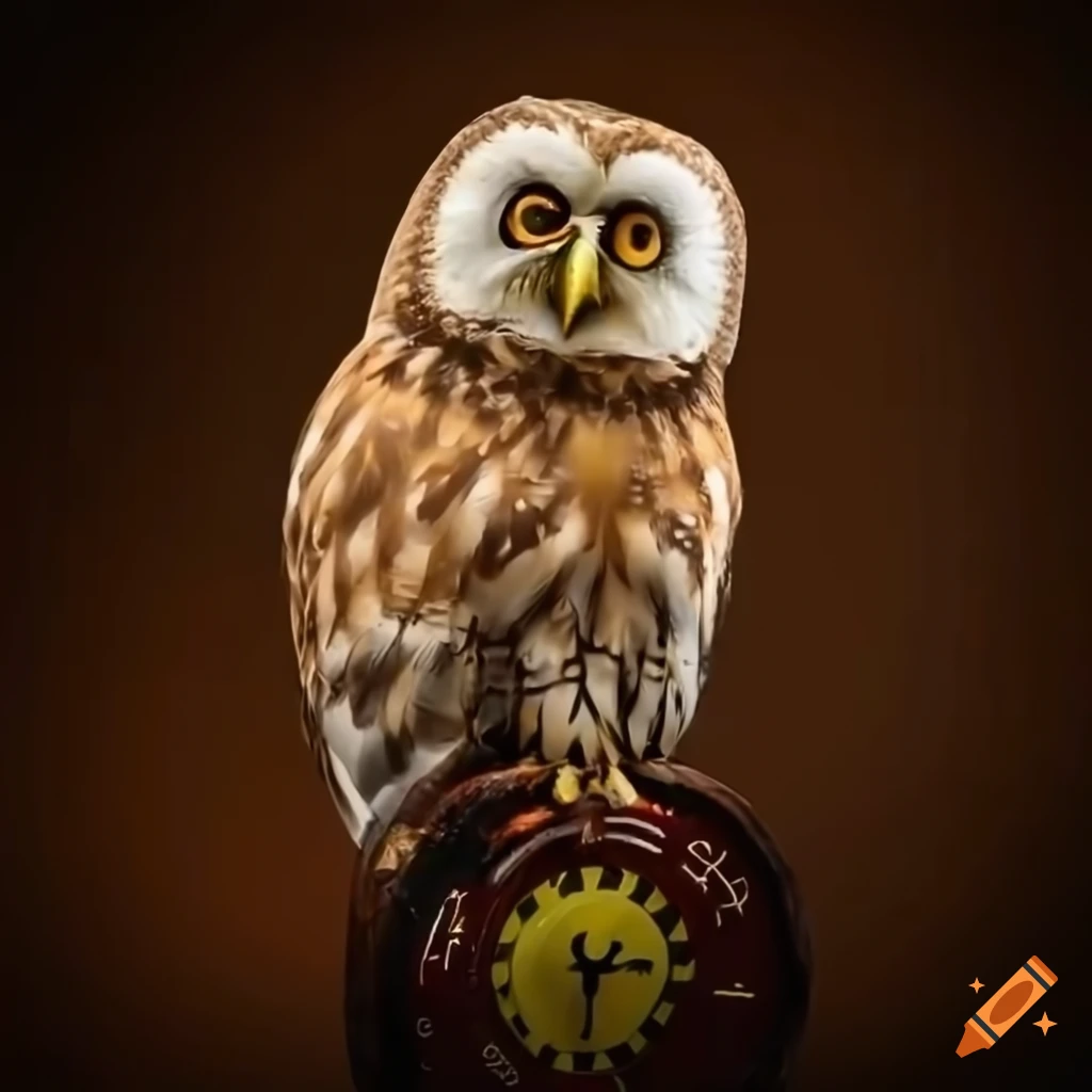 Yawning owl with a clock on Craiyon