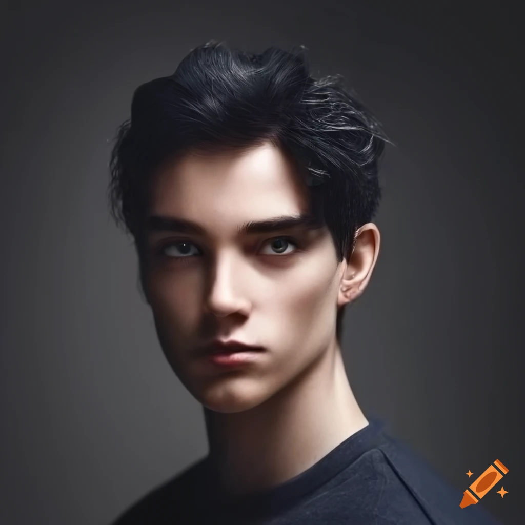 Portrait of a handsome man with sharp, delicate features on Craiyon