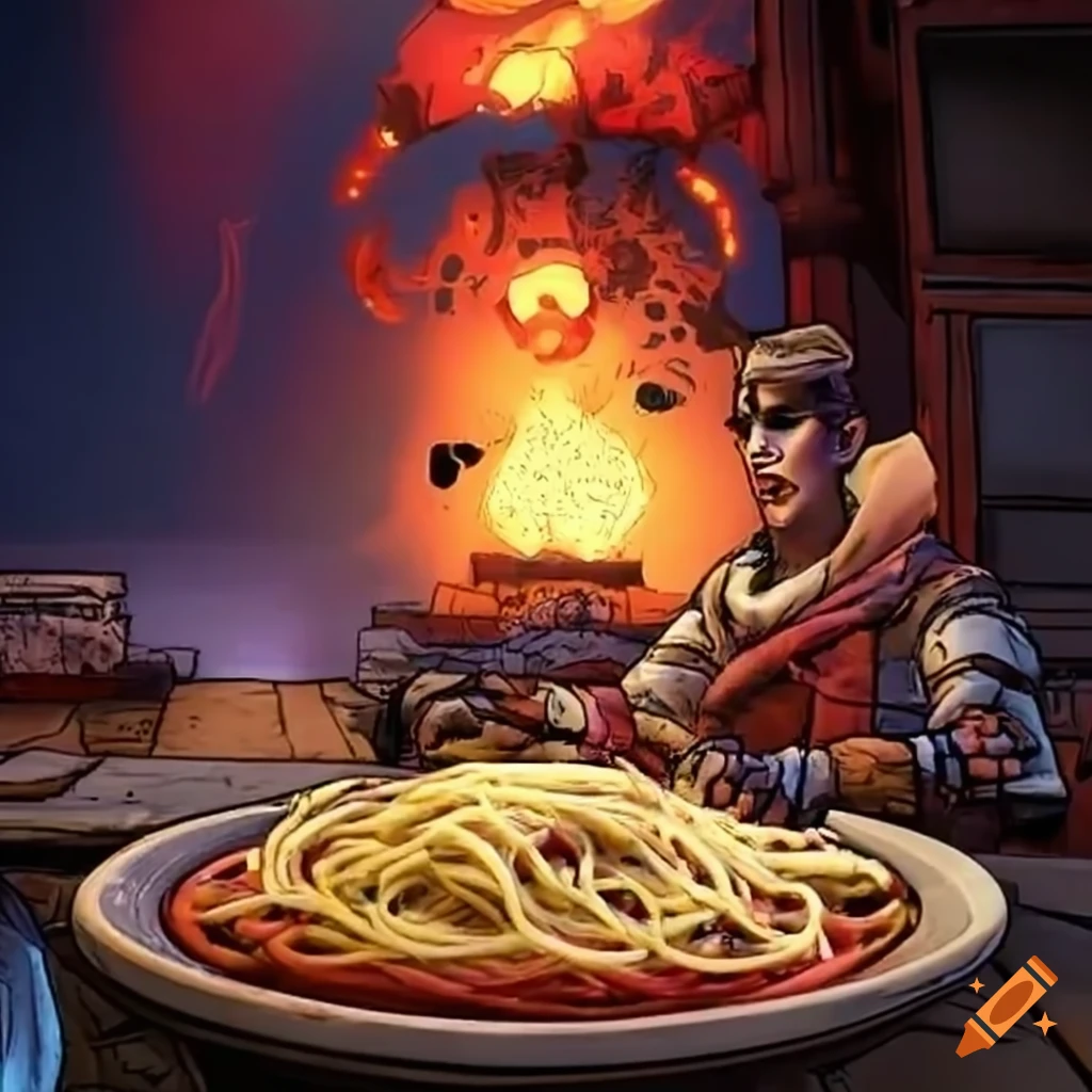 Peppino spaghetti in a borderlands setting on Craiyon