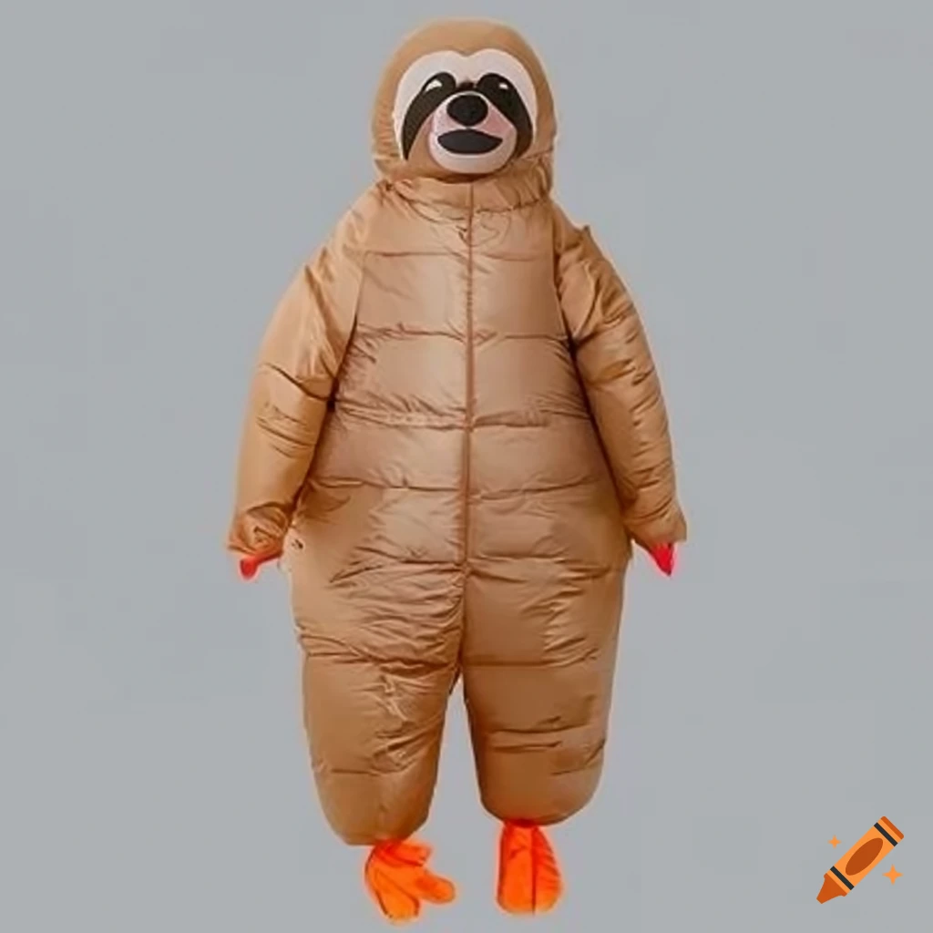 Inflatable sloth costume for kids with face hole, brown and beige ...