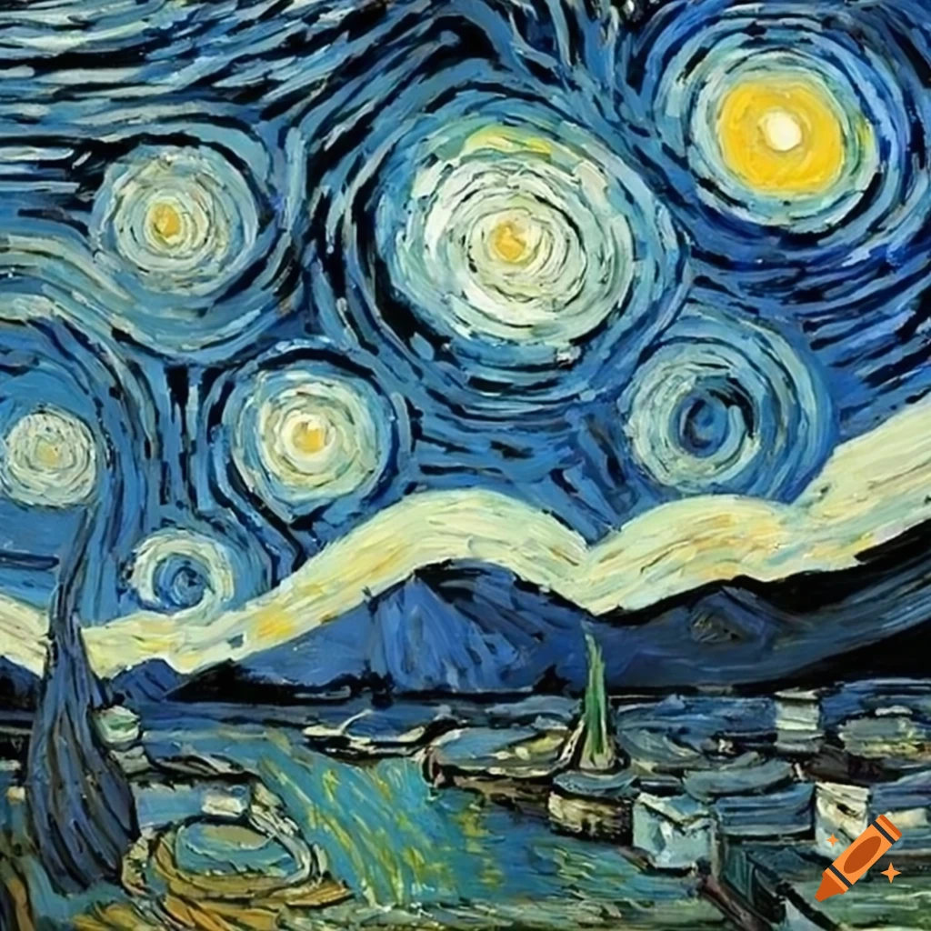 Vincent van gogh's starry night painting on Craiyon