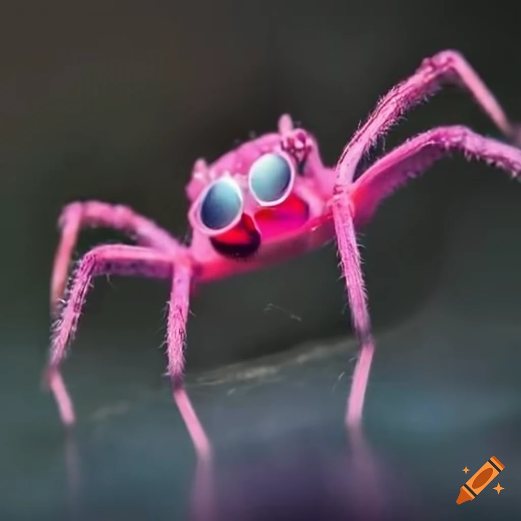 Pink spider with sunglasses on Craiyon