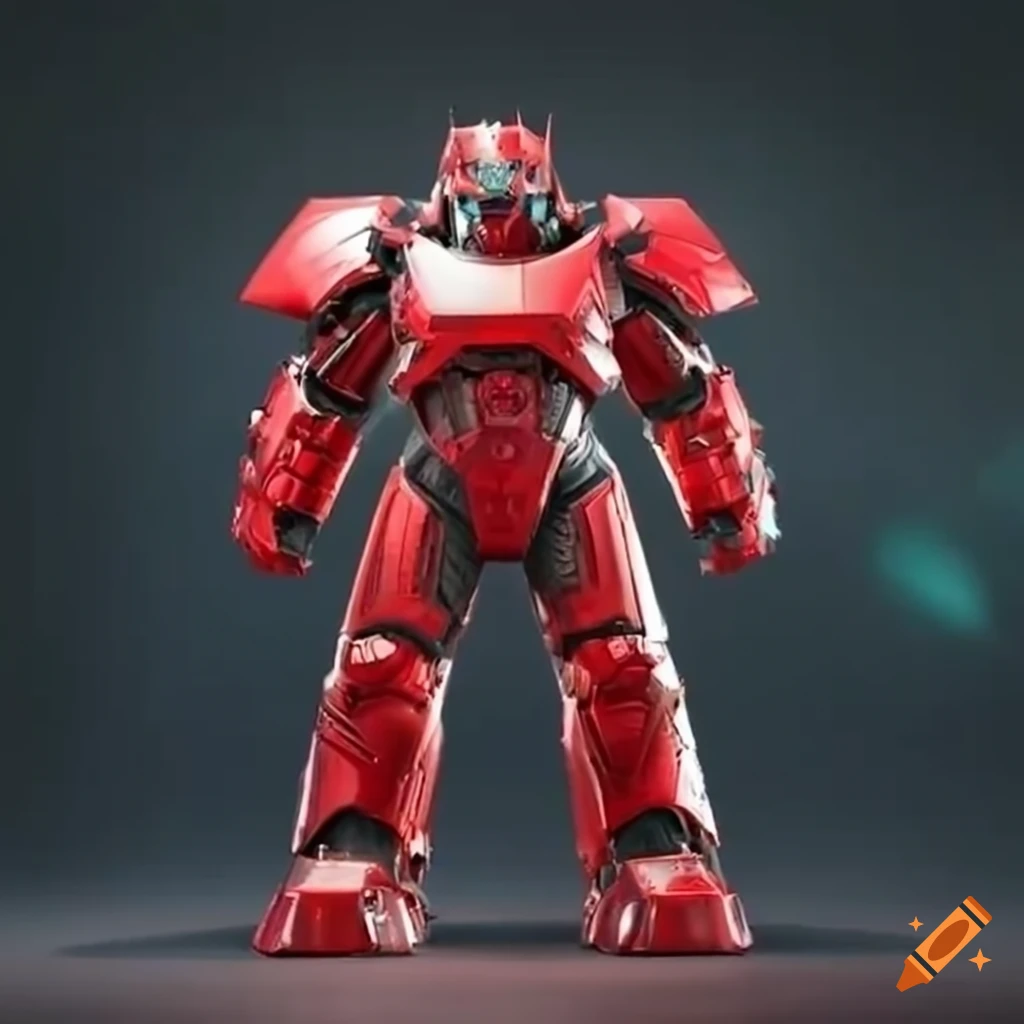 Red crystal power armor with jet pack turbines on Craiyon