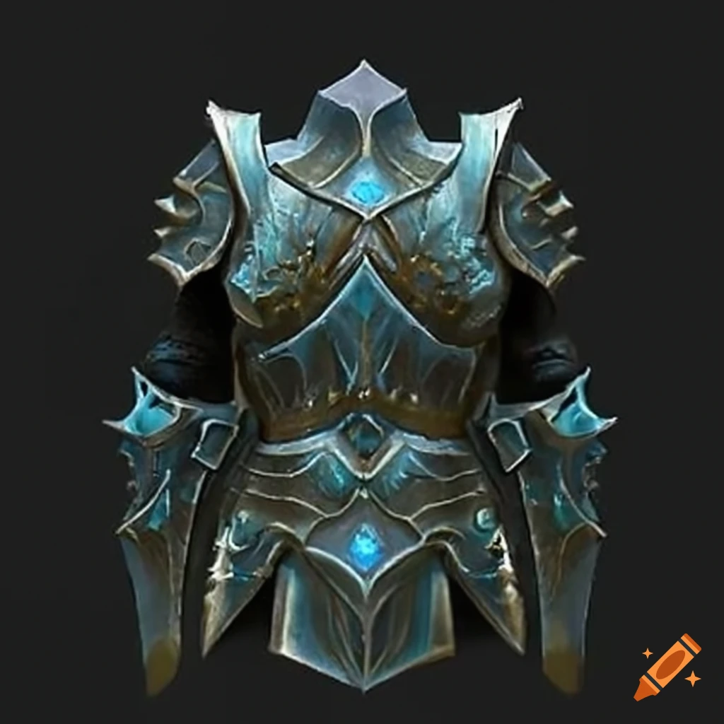 Front view of exalted magic armor on Craiyon