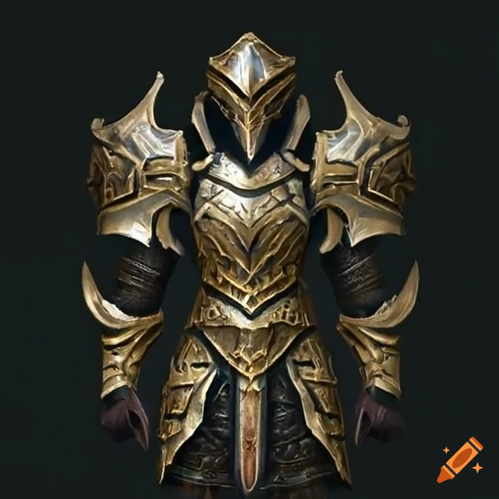 Exalted magic armor from the front view on Craiyon