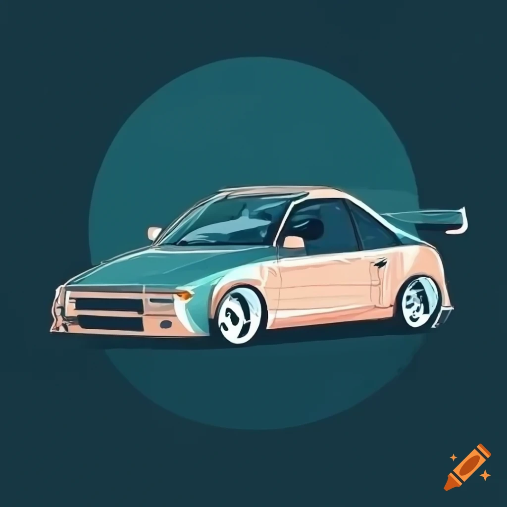 Simple line illustration of 2d jdm cars on Craiyon