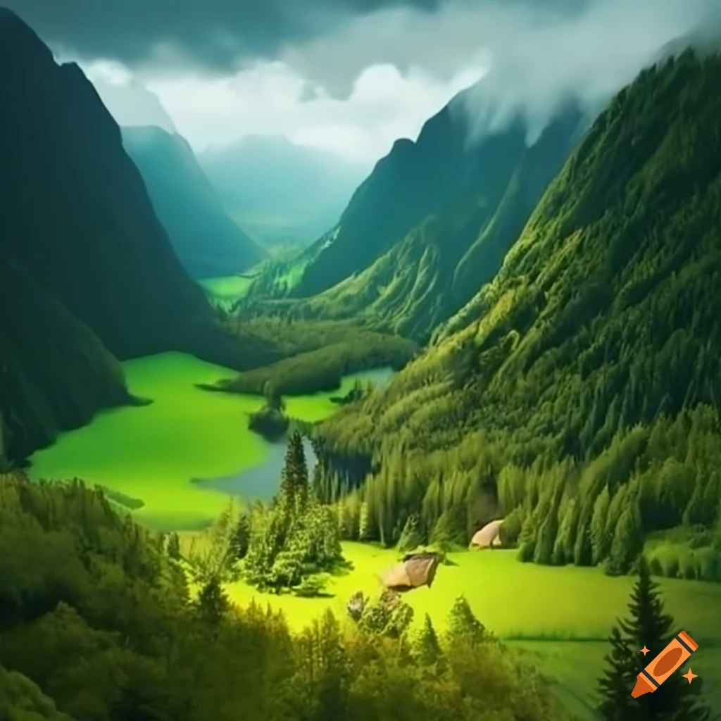 Detailed landscape with unique features on Craiyon