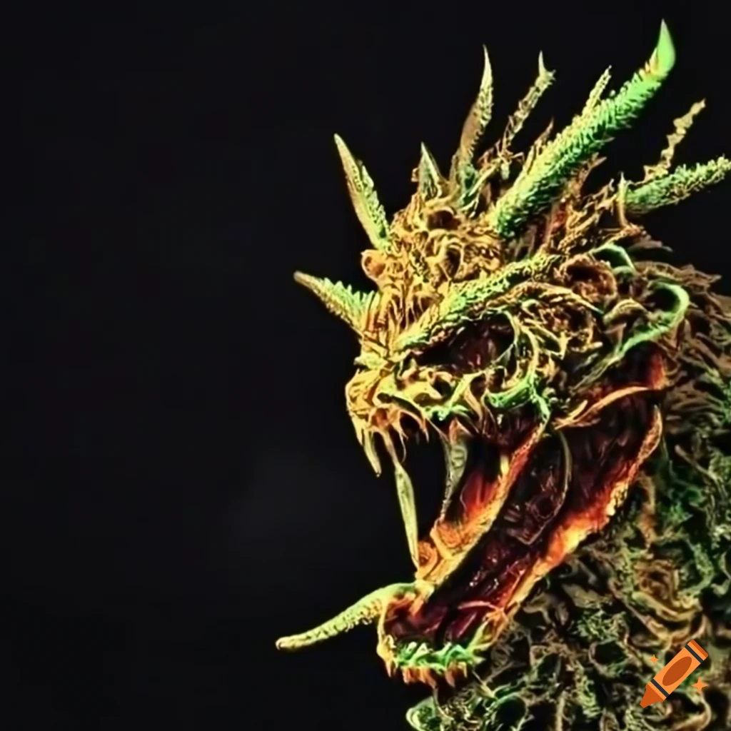 Dragon sculpture created from cannabis on Craiyon