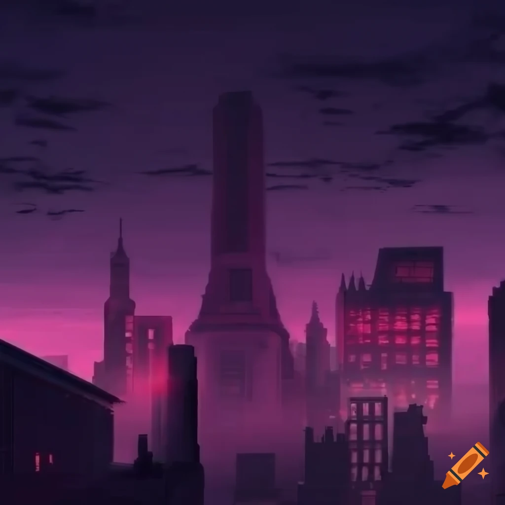 Pink anime horror city in a photorealistic style on Craiyon