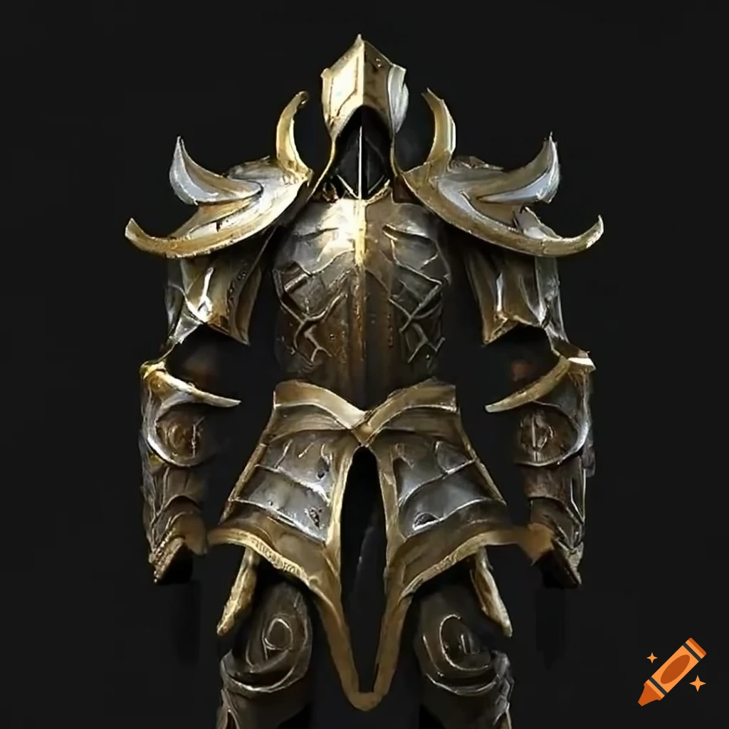 Front view of exalted magic armor on Craiyon