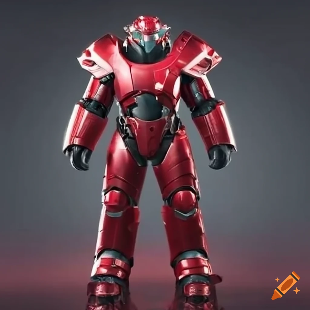 Red crystal power armor with jet pack turbines on Craiyon