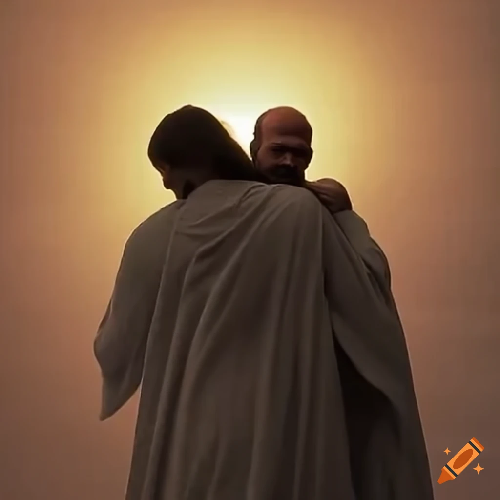 Jesus christ embracing jason statham under an eclipsed sun on Craiyon