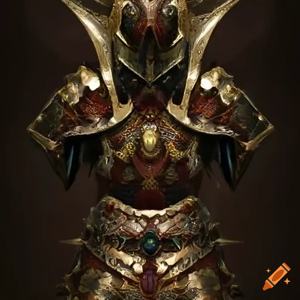 Front view of adorned magic armor on Craiyon