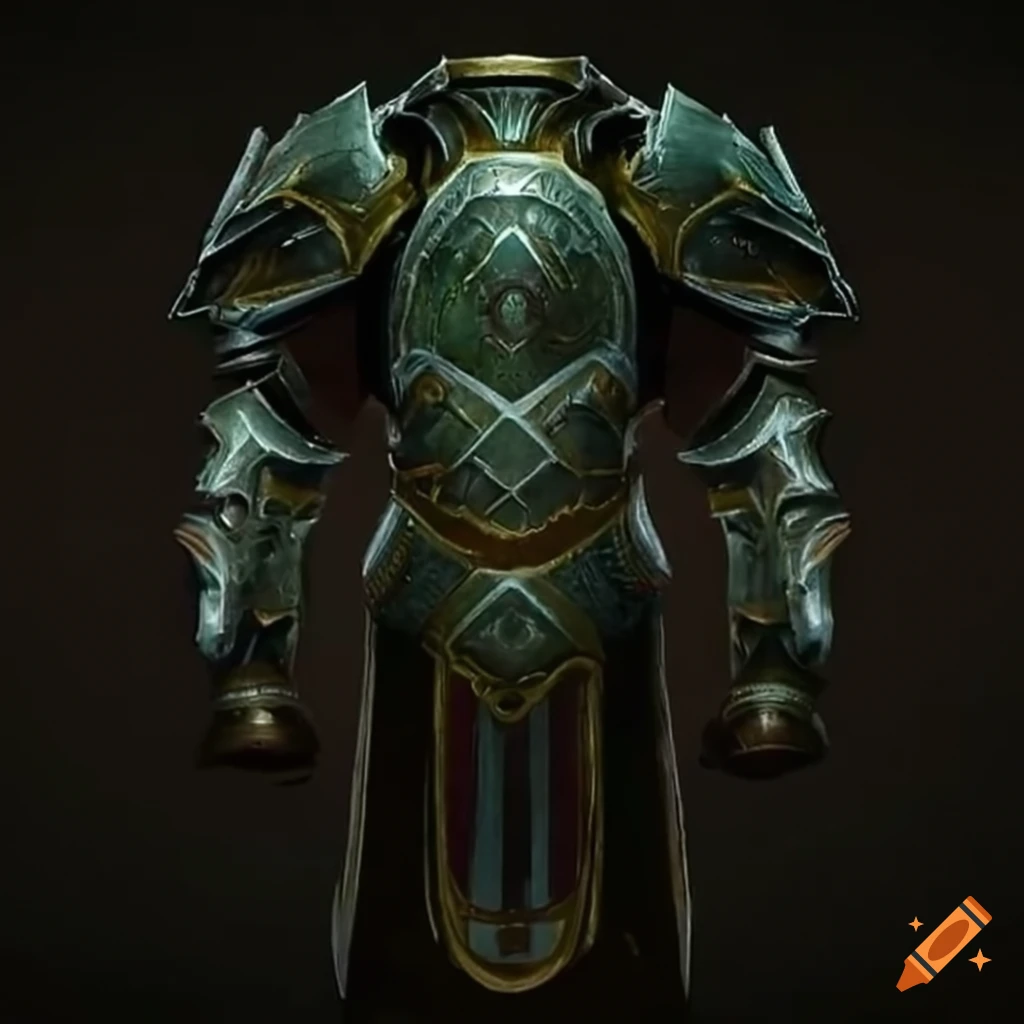 Exalted magic armor frontal view on Craiyon