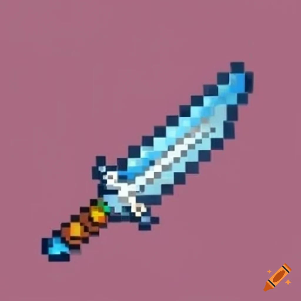 Pixelated sword on white background on Craiyon