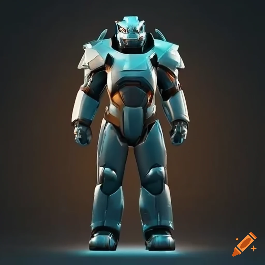 Red crystal power armor with jet pack turbines on Craiyon